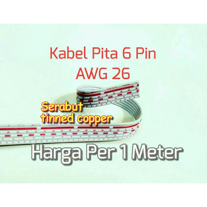 Jual Kabel Pita 6 Pin Awg 26 Flat Cable 6Pin Jalur Pelangi Rainbow ...