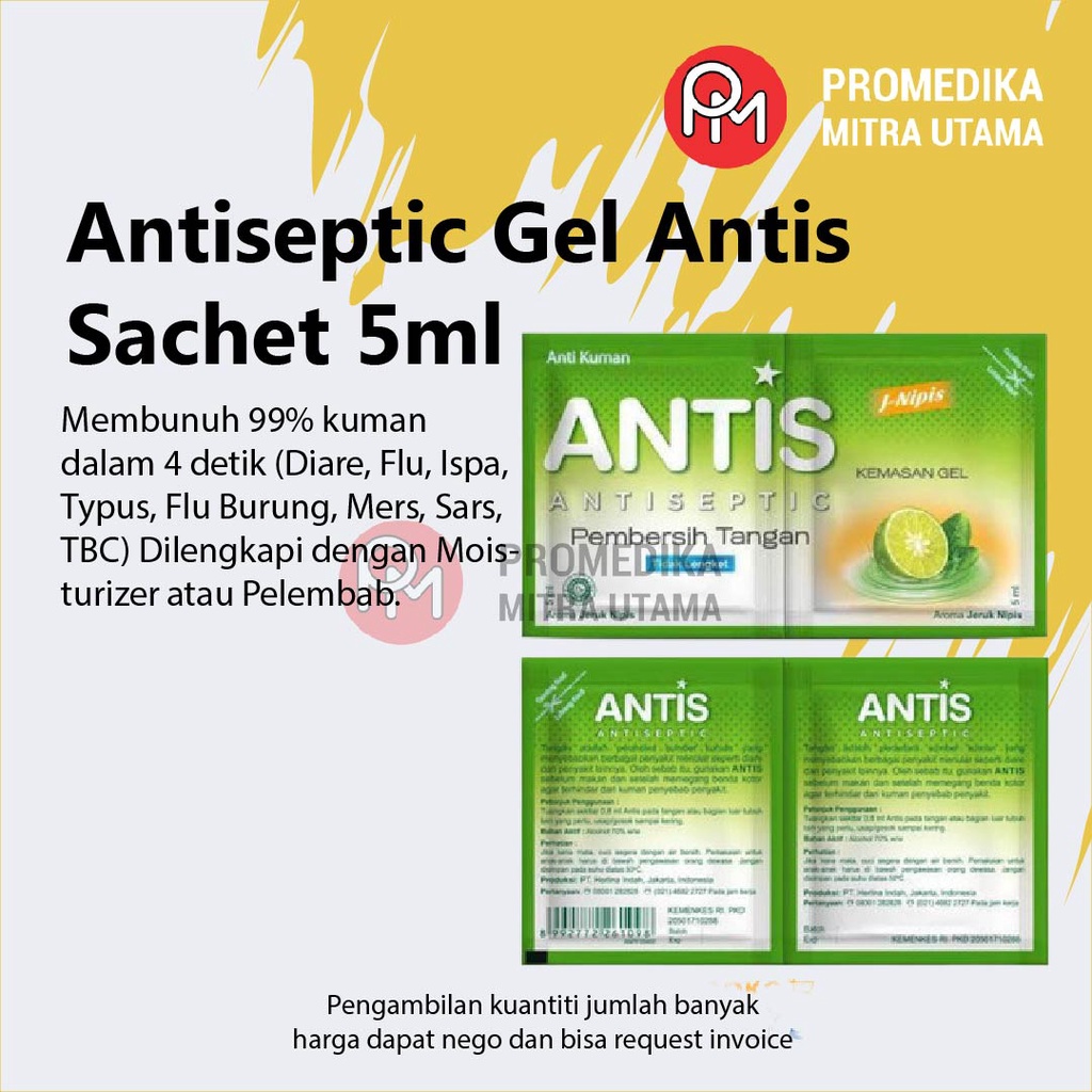 Jual Antiseptic Gel Antis Sachet 5ml | pembersih tangan berbentuk Gel ...