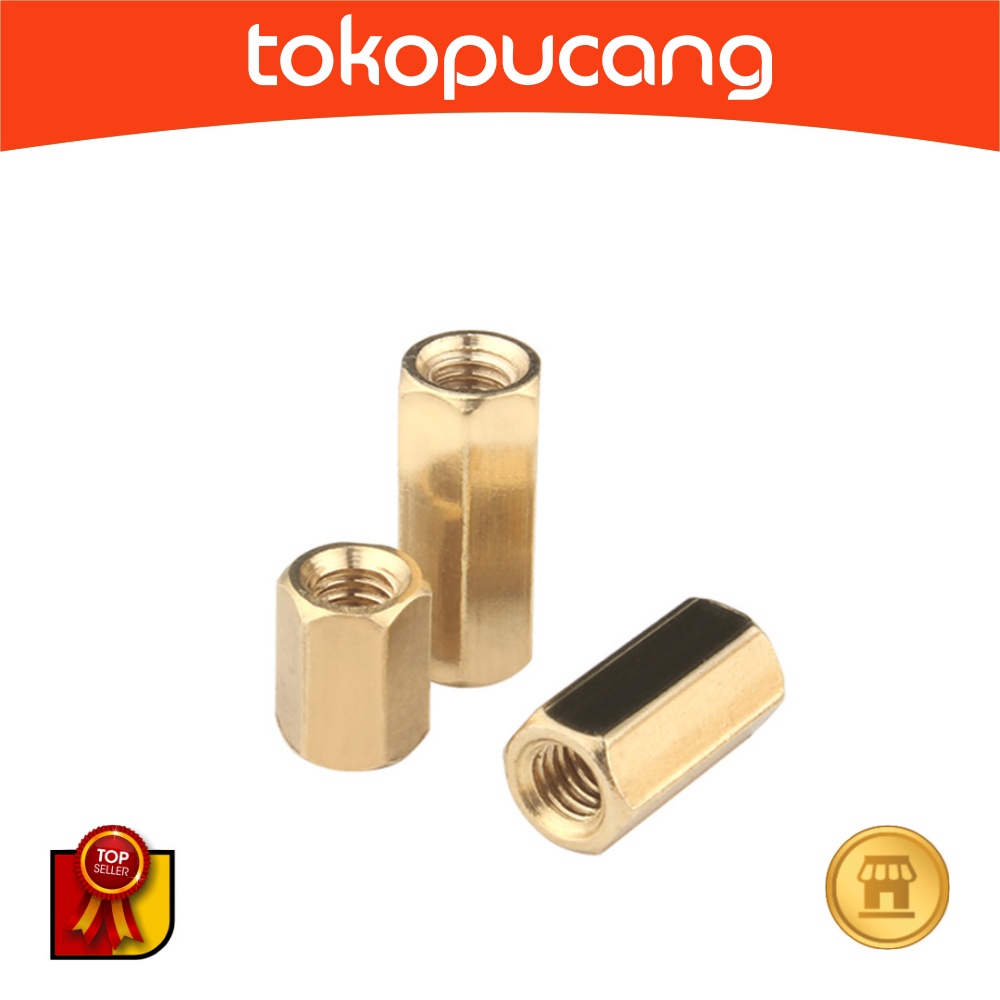 Jual Spacer Female PCB kuningan M3x5mm Hexagonal Tiang kaki Besi pc ...