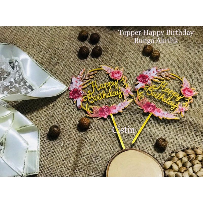 Jual Topper Happy Birthday Bunga pcs | Shopee Indonesia