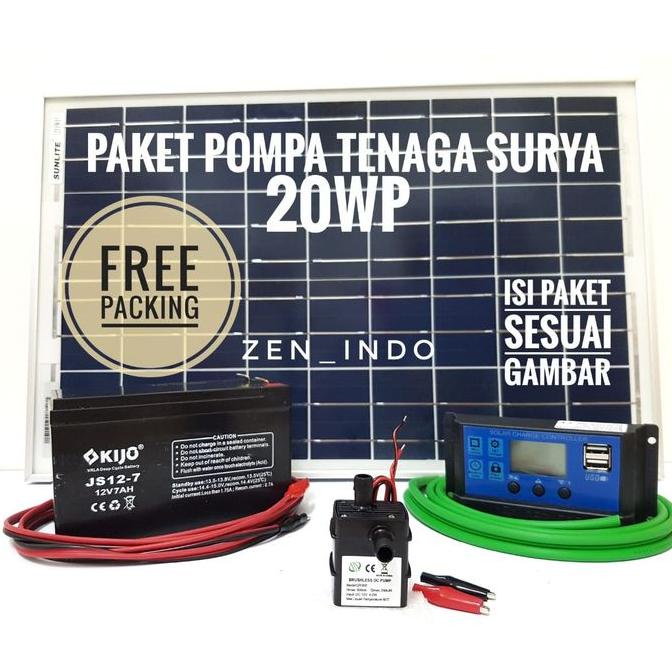 Jual Paket Pompa Tenaga Surya Solar Panel 20Wp Pompa Dc 12V 240L/H 4,2 ...