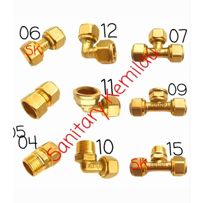 Jual Sambungan Pipa Air Panas Water Heater Kuningan 1216-1/2 inch | Shopee Indonesia