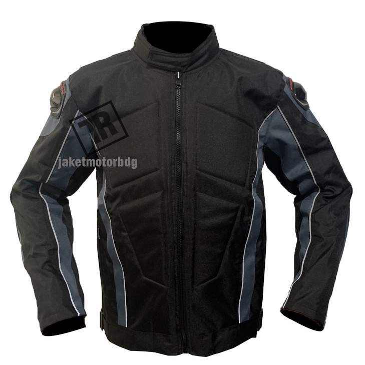 Jual Jaket Hitam List Abu Dengan Padding Pelindung Bahu Dan Sikut ...