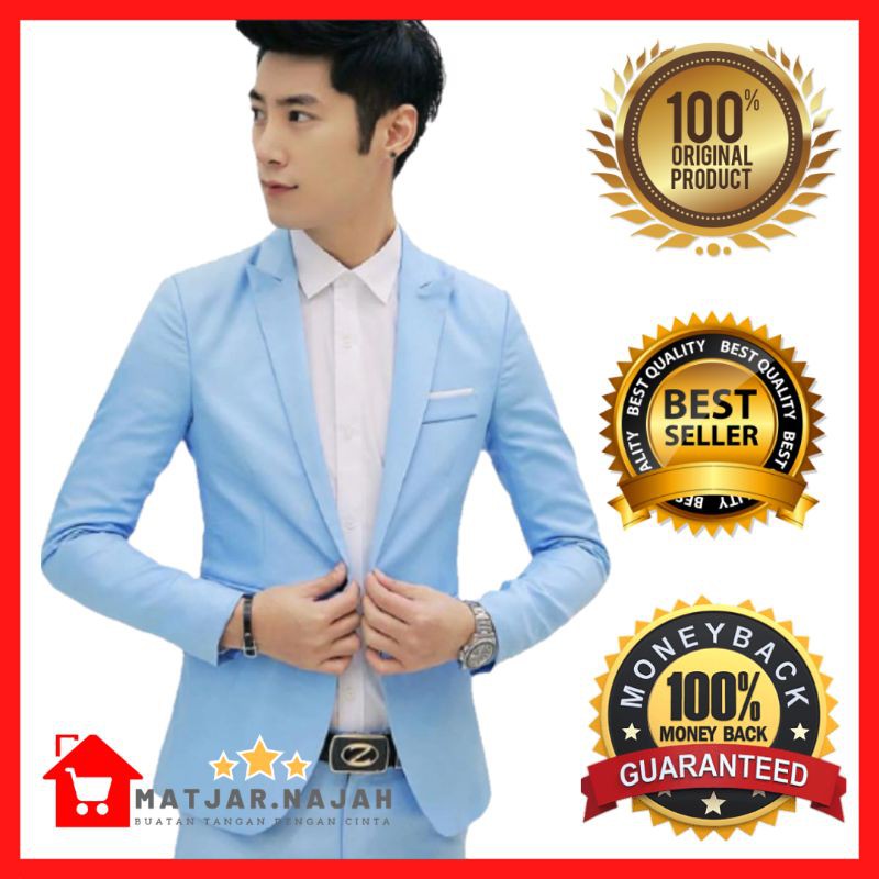 Jual Jas Pria Biru Muda Matjar Najah - Blazer Pria Biru Muda | Shopee Indonesia