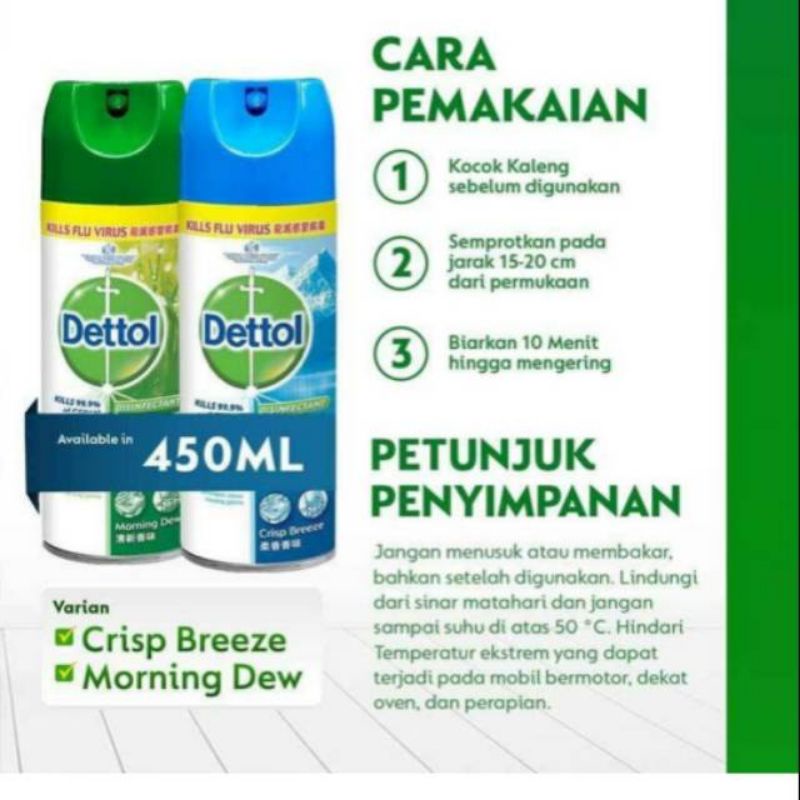 Jual Dettol Disnfektan Spray 450ml /detol disinfektan semprot 450 ml ...