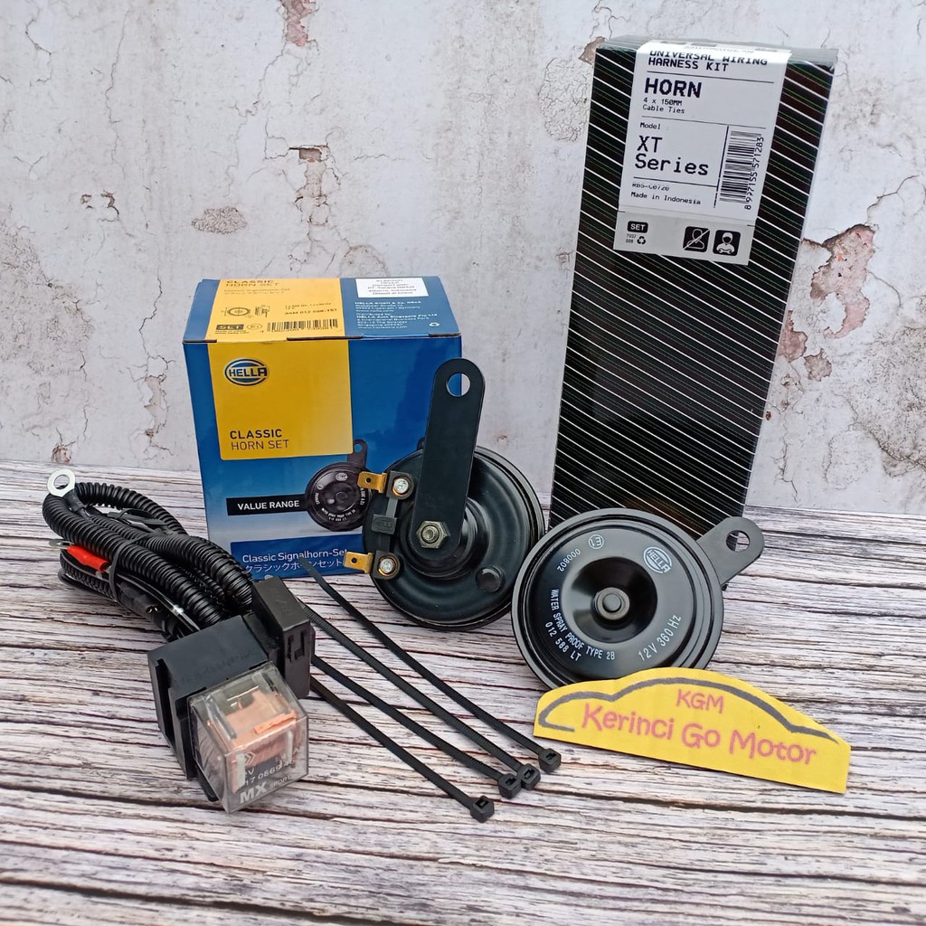 Jual PAKET Hella Classic XT Klakson Disc 12 Volt Double Soket Pin ...