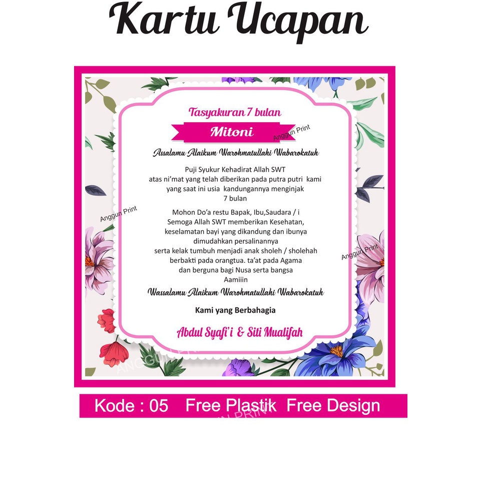 Jual Samir Berkat / Kartu Ucapan Kehamilan 4 Bulanan / Mapati - 7 ...