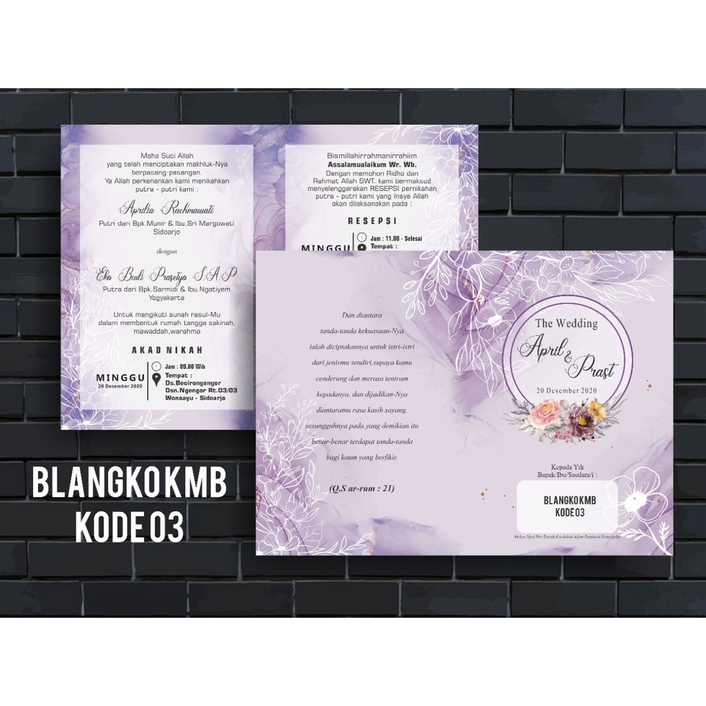 Jual BLANGKO KMB 03 / BLANKO KMB 03 / BLANGKO UNDANGAN PERNIKAHAN ...