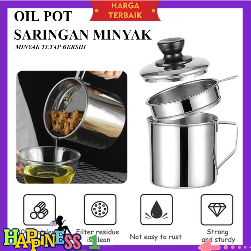 Jual Wadah Saringan Minyak 1Liter Stainless Steel / Oil Pot Filter Anti ...