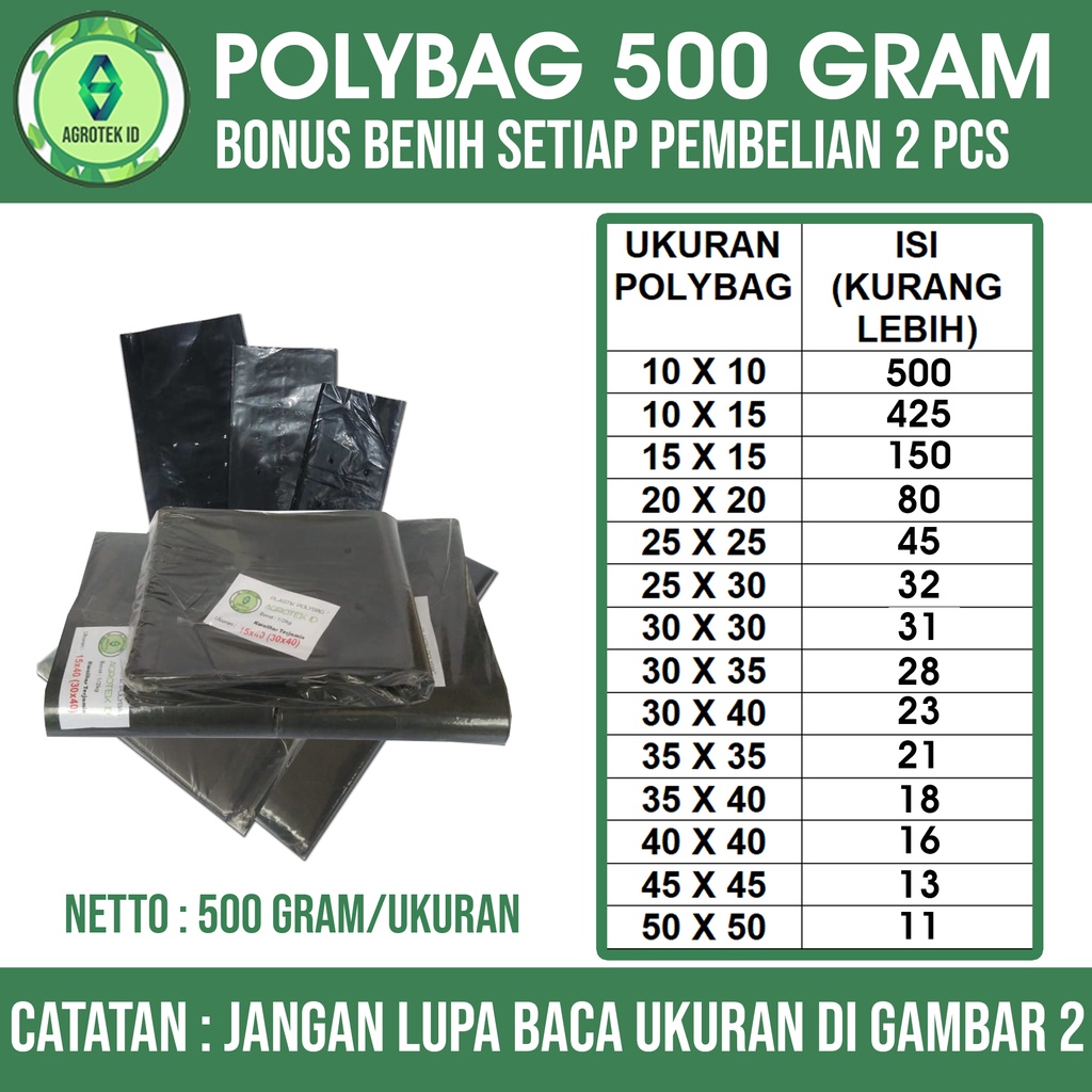 Jual Polybag 500 Gram Berbagai Macam Ukuran | Shopee Indonesia