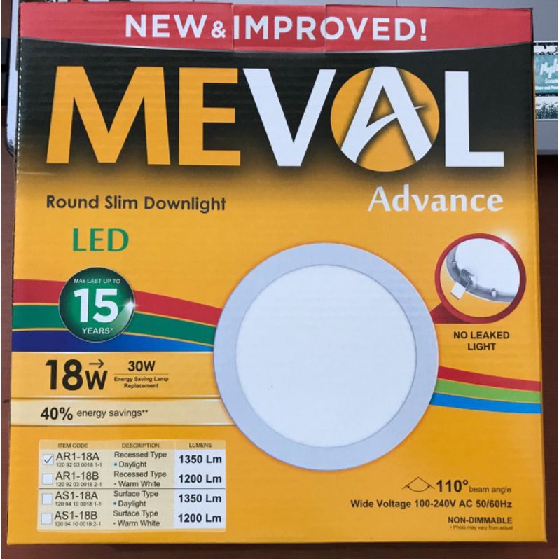 Jual Meval led slim downlight 18w bulat putih | Shopee Indonesia