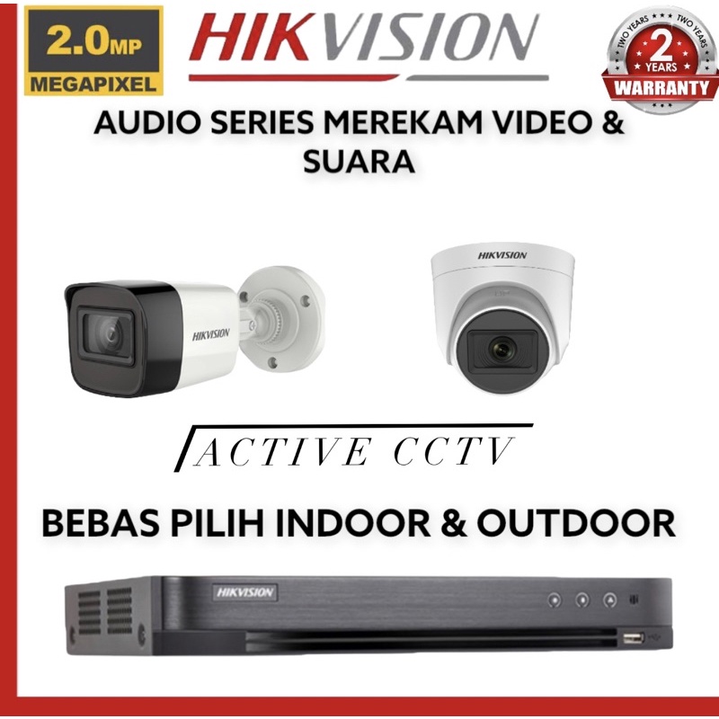 Jual paket camera cctv Audio 2 kamera hikvision 2mp audio built in mic ...