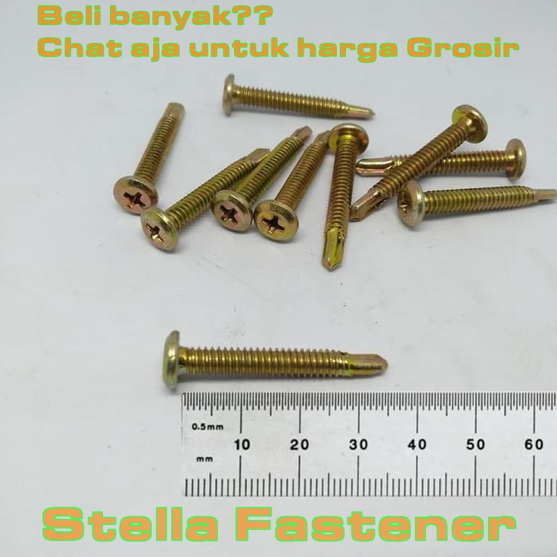 Jual 9 pcs #10x35 Sekrup Wafer Head SDS Self Drilling Screw 3,5cm ...