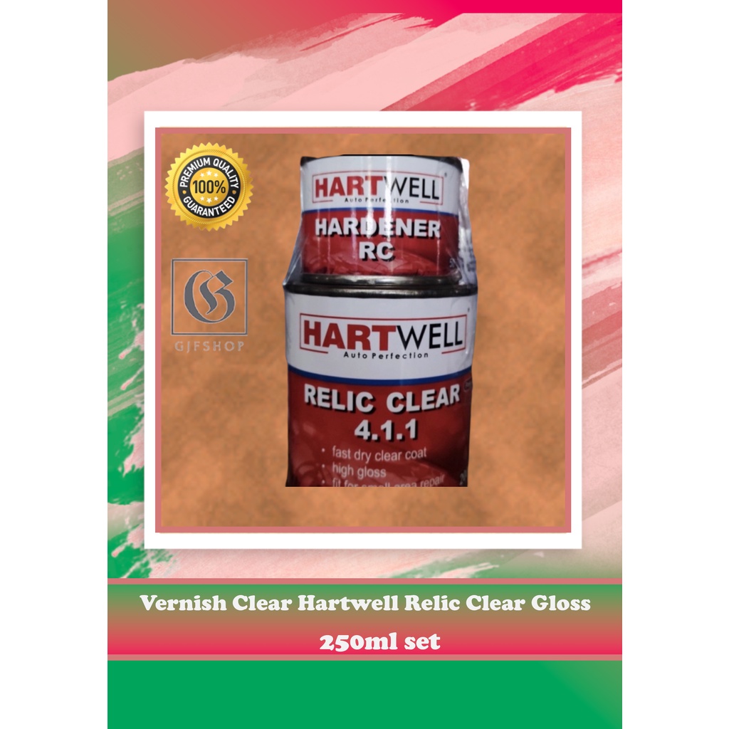 Jual Vernish Pernis Clear Hartwell Relic Clear Gloss 250ml set | Shopee ...