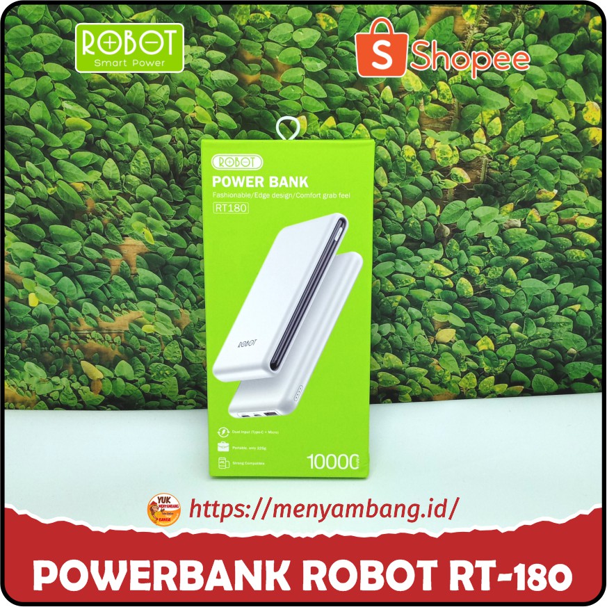 Jual Power Bank ROBOT RT180 10000mAh Dual Input (Type C dan Micro ...