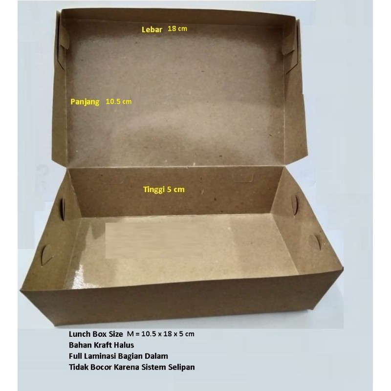 Jual LUNCH BOX MEDIUM KARTON KRAFT DUS KEMASAN KOTAK MAKANAN Size M 10. ...