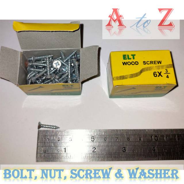 Jual Skrup kayu 3/4"/screw FH (+) 3 per 4 in/sekrup kayu elt putih 6 x ...