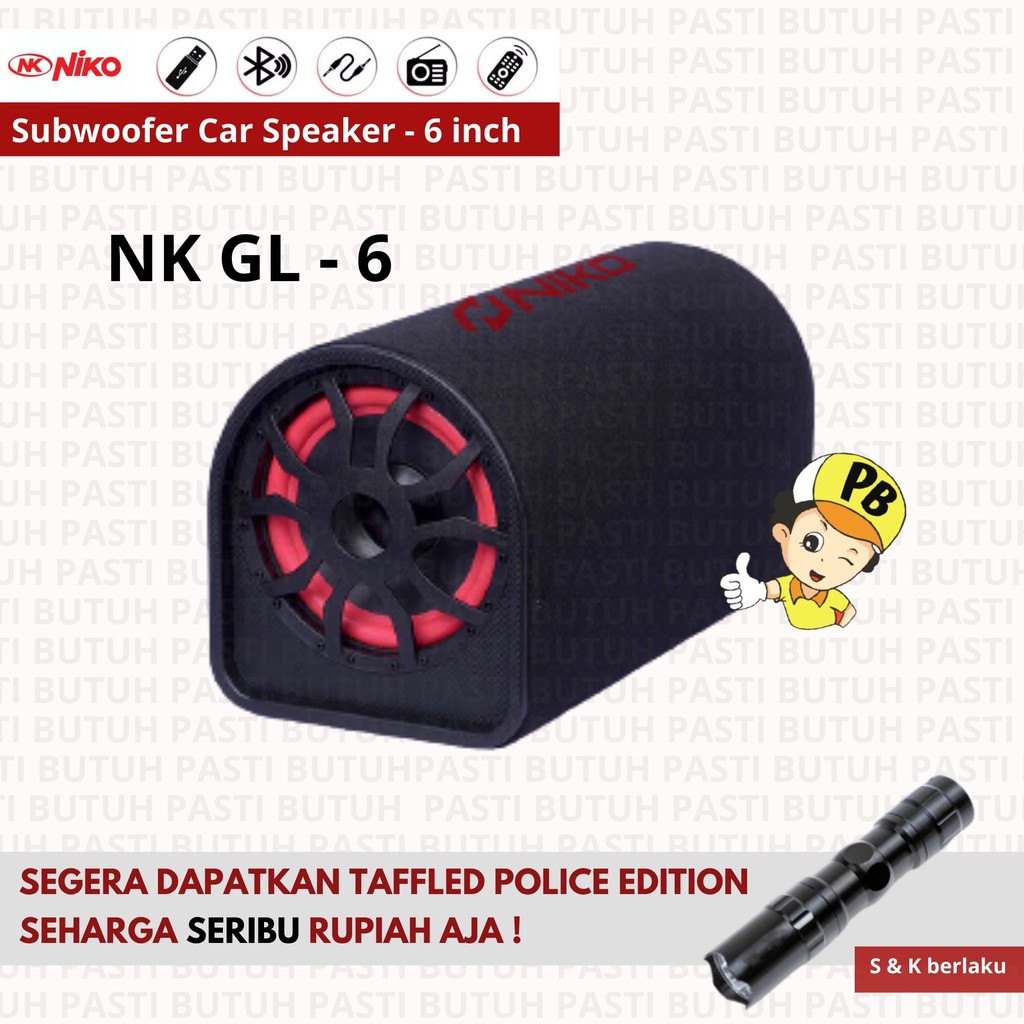 Jual NIKO GL6 - Speaker Tabung 6 inch - Subwoofer Car GL 6- Bluettooh,Radio,USB/TF,Karaoke - AC ...