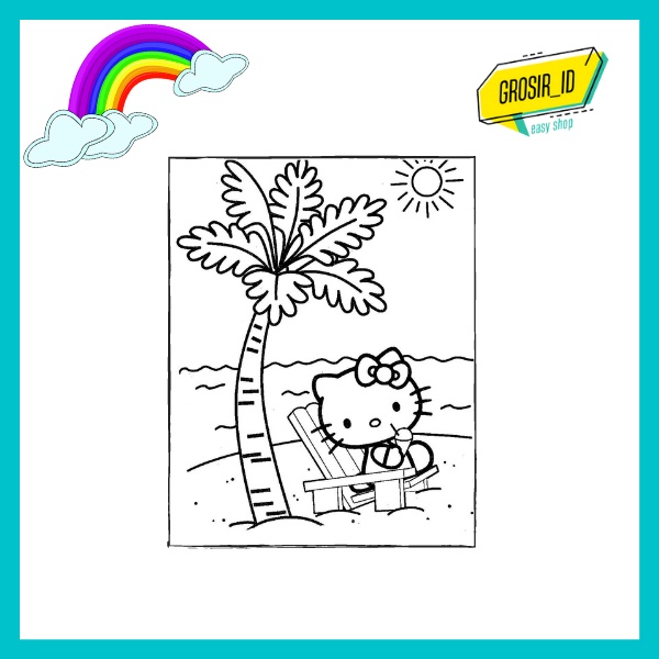 Jual Gambar Sketsa Mewarnai Hello Kitty / Seketsa Lukis / Drawing ...