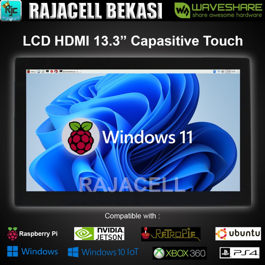 Jual LCD Waveshare 13.3 inch 14" (H) Capasitive Touch HDMI VGA ...