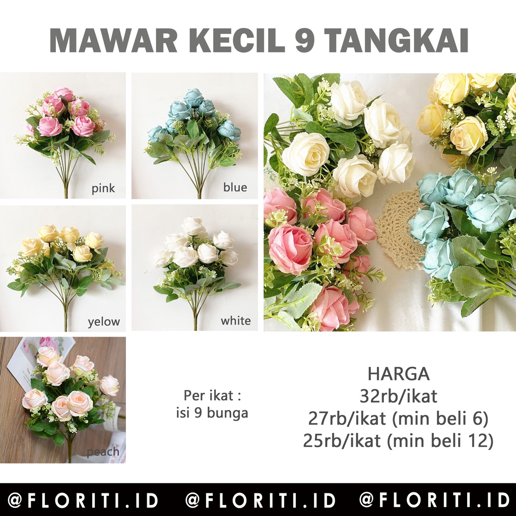Jual (9 tangkai) bunga mawar artificial diameter 5cm | Shopee Indonesia