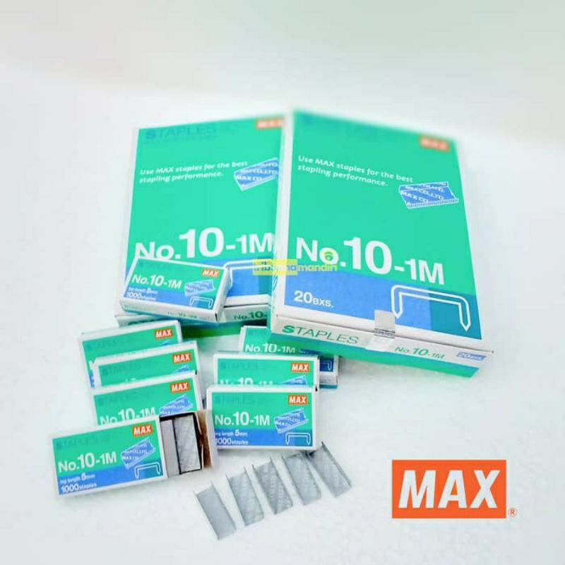 Jual MAX staples no.10-1M isi staples kecil biasa 1pack kecil saja ...
