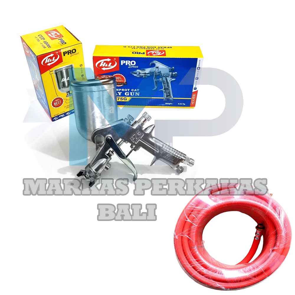 Jual PAKET 2In1 H&L Spray Gun F75G Tabung Atas 400cc Spet Cat Semprot ...