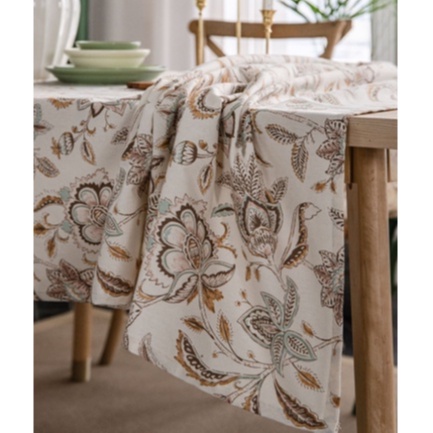 Jual KAIN TAPLAK MEJA BAHAN KATUN LINEN MOTIF BUNGA BUNGA/ALAS MEJA ...