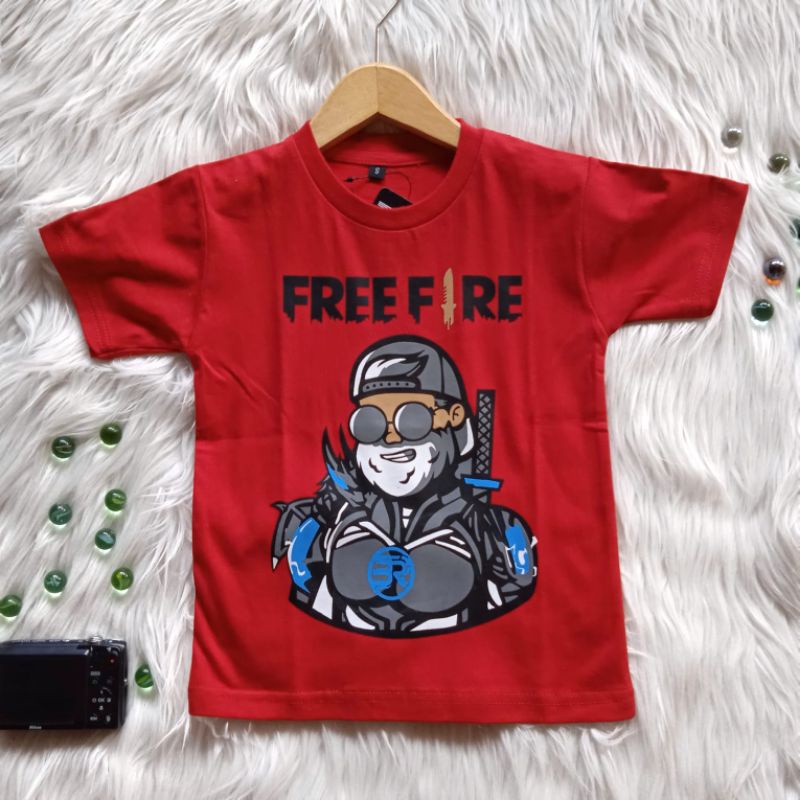 Jual baju distro anak free fire warna merah premium | Shopee Indonesia