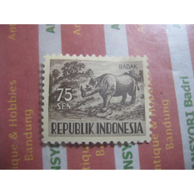 Jual perangko seri badak 75 sen iklan L502 | Shopee Indonesia