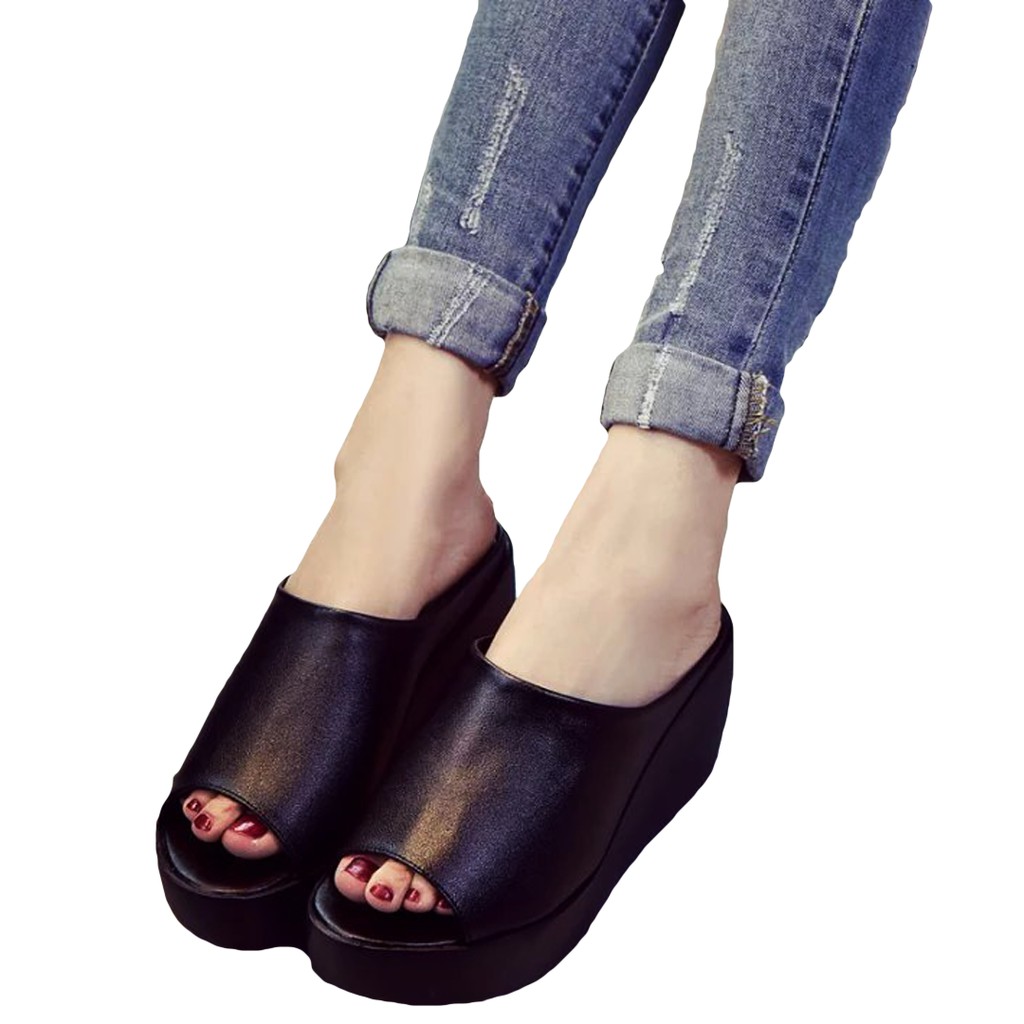 Jual Cleata Wedges Sandal Wanita Fish Flea warna hitam merah putih ...