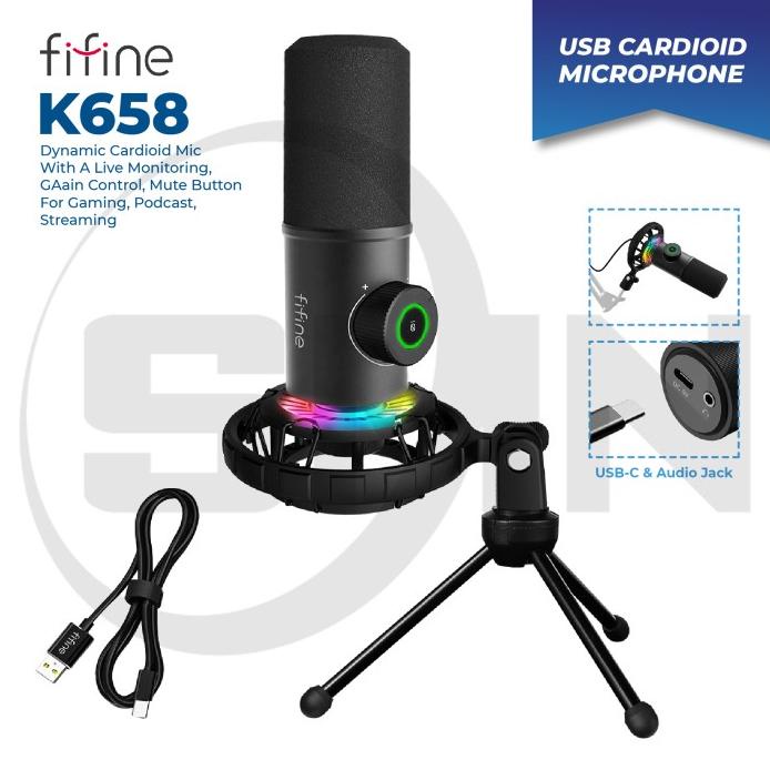 Jual Mic Fifine K658 Usb Dynamic Cardioid Microphone Plus Live ...