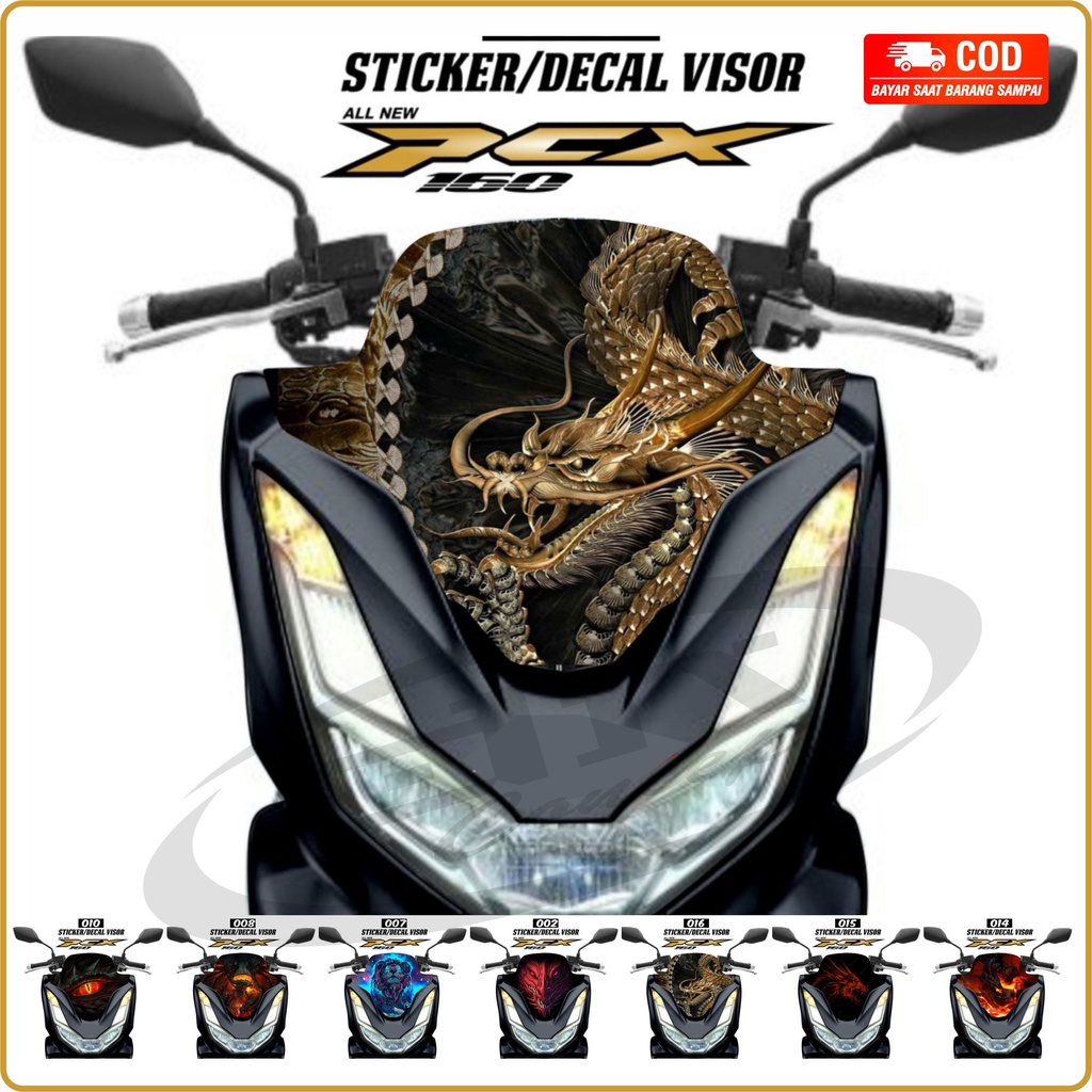 Jual Stiker PCX 160 Winshield Tameng Sticker visor Variasi Logo Naga ...