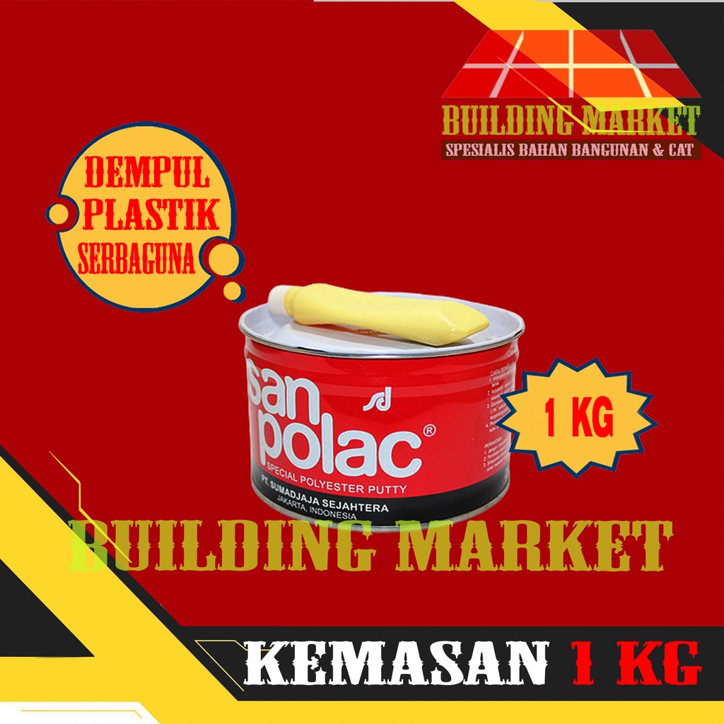Jual DEMPUL BESI SANPOLAC SAN POLAC + HARDENER POLYESTER PUTTY 1 KG ...