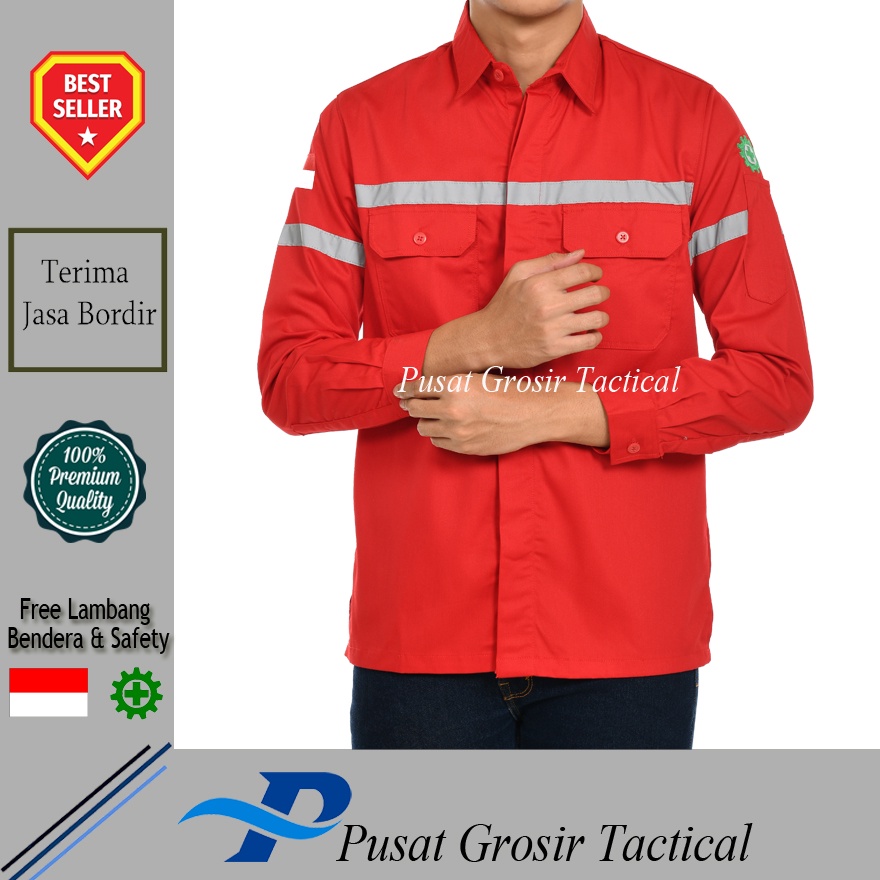 Jual Baju Kemeja Pria Lapangan Safety Pdl Proyek Kemeja Lengan Panjang Tactical Taktikal Wearpak