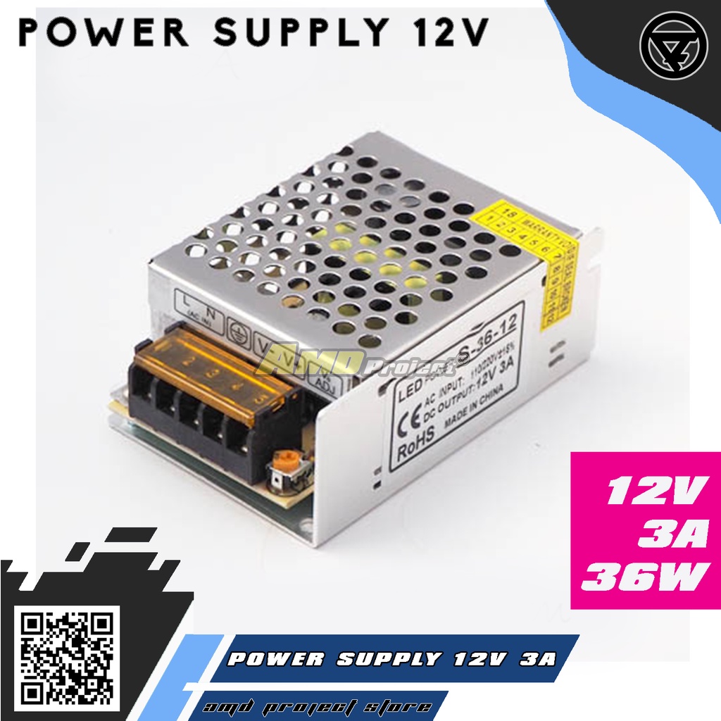 Jual Power Supply 12V 3A 36W Trafo Led Strip CCTV Adaptor | Shopee ...