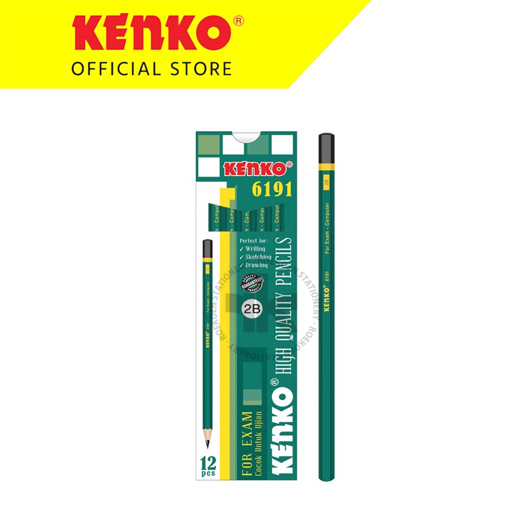 Jual Kenko Hexagonal Pensil 2B Polos 6191 Hijau Ujung Hitam | Shopee ...