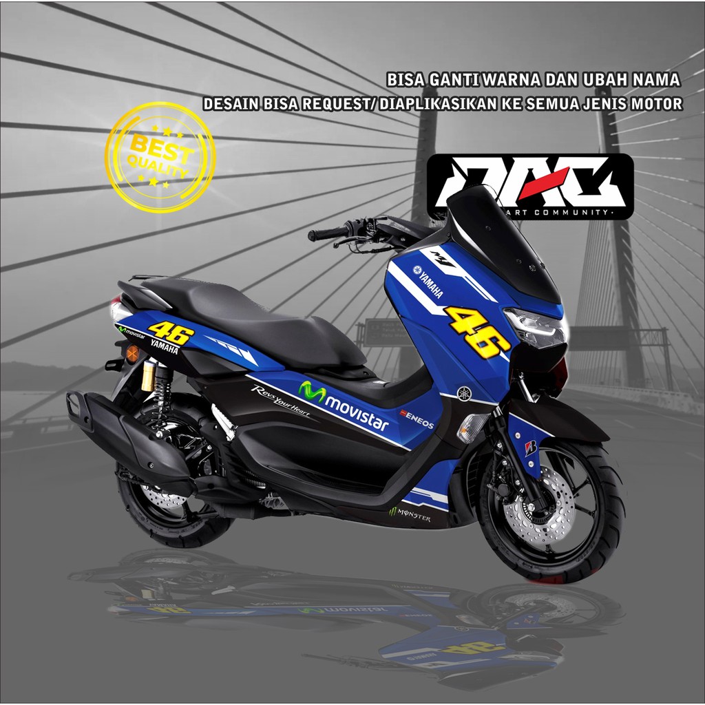 Jual Sticker decal full body Yamaha NMAX Biru Motif VR46 | Shopee Indonesia