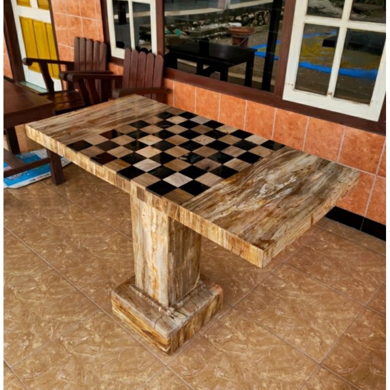 Jual Meja Catur Batu Fosil Kayu | Shopee Indonesia