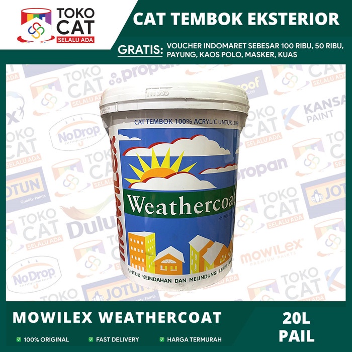 Jual Cat Tembok Exterior Mowilex Weathercoat Warna Standart Putih 20l