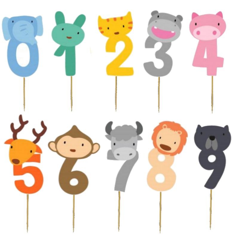 Jual Topper Cake/Hiasan kue Angka, Motif Animal | Shopee Indonesia