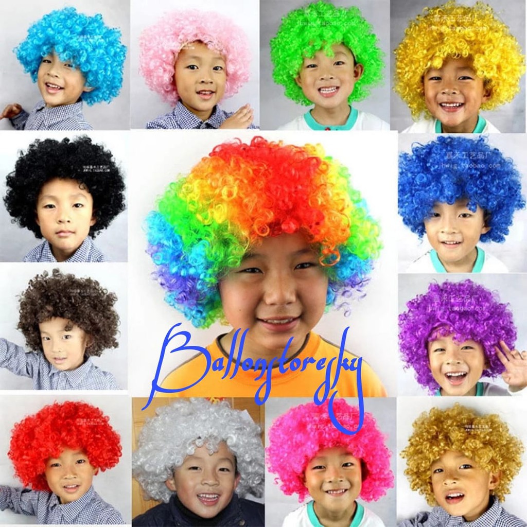 Jual Party Warna Warni Rambut Palsu keribo / Wig Kribo keriting/ Wig ...