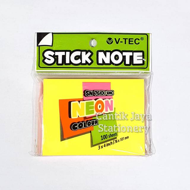 Jual VTEC Stick Note V-TEC SN 76101/4MC 76x101mm | Shopee Indonesia