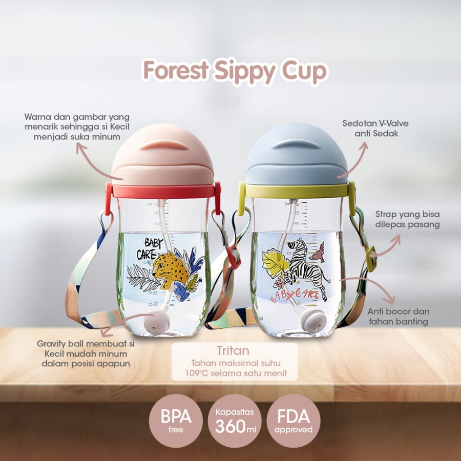 Jual Babycare Kids Sippy Cup Tritan 240ml |Babycare Forest Sippy Cup with Strap Tritan 360ml ...