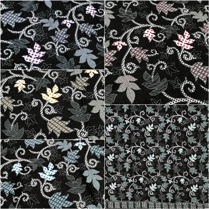 Jual crn kain batik motif daun ulir abu hitam batik nuansa abu hitam ...
