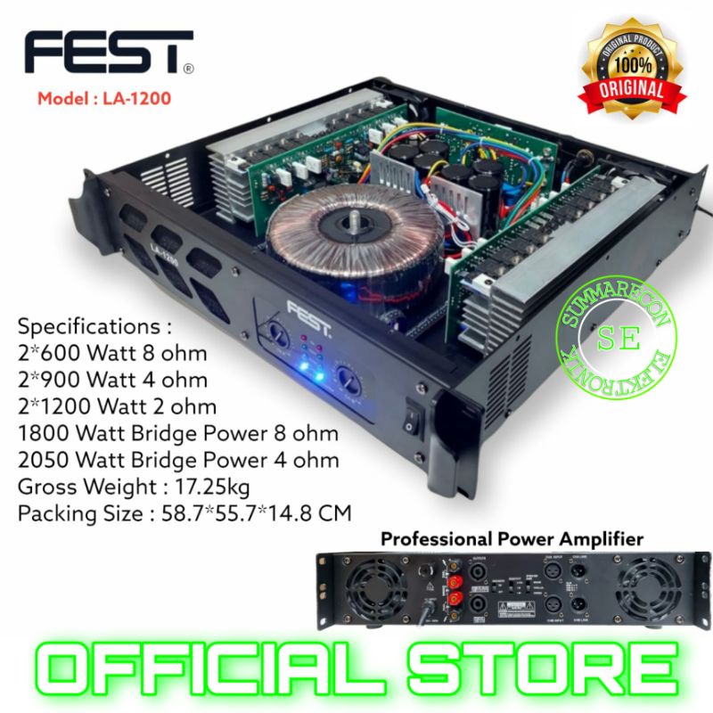 Jual power amplifier 2 channel original fest la1200 power amplifier ...
