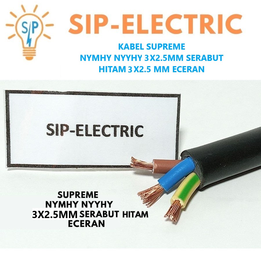 Jual KABEL SUPREME NYYHY 3X2.5MM SERABUT HITAM / NYMHY 3X2,5 MM ECERAN | Shopee Indonesia