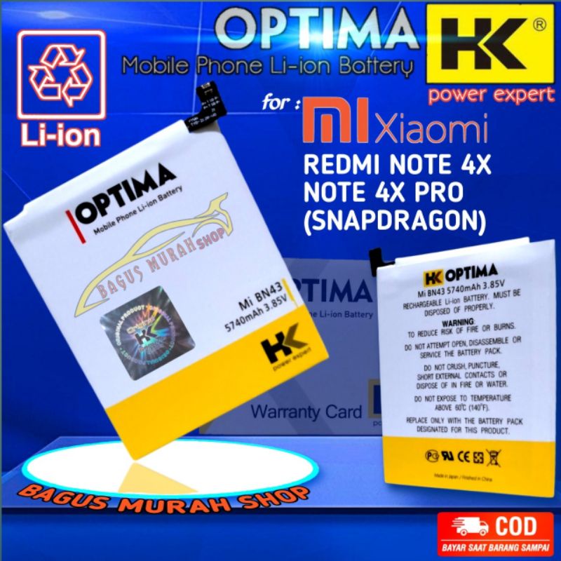 Jual Baterai Battery Batre Redmi Note 4X BN43 BN 43 double power Batrai ...