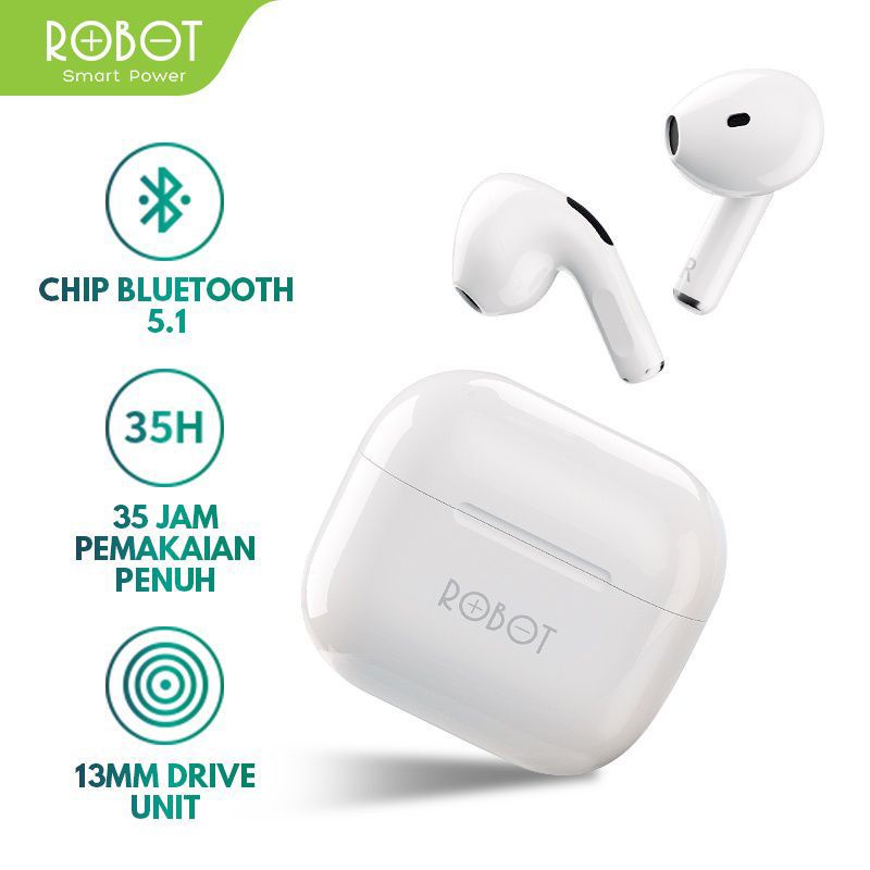 Jual EARPHONE ROBOT WIRELESS AIRBUDS T50 - ORIGINAL | Shopee Indonesia