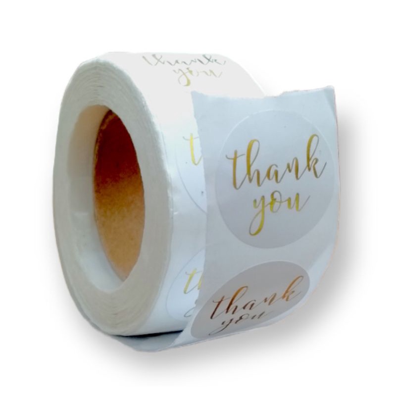 Jual 500pcs Sticker Thank You Bulat Diameter 2,5cm White Gold stiker ...